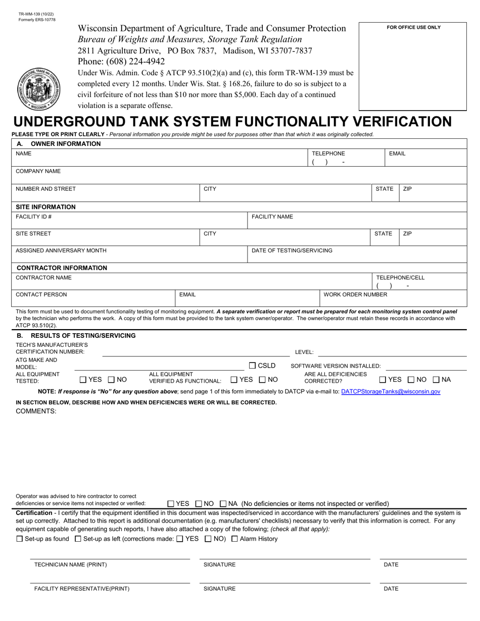 Form TR-WM-139 - Fill Out, Sign Online and Download Printable PDF, Wisconsin | Templateroller