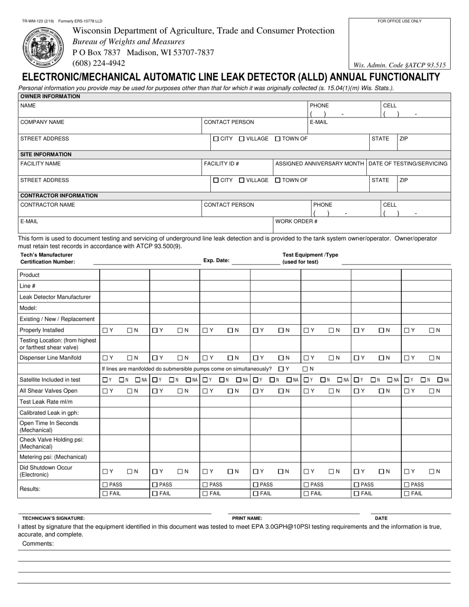 Form TR-WM-123 - Fill Out, Sign Online and Download Printable PDF, Wisconsin | Templateroller