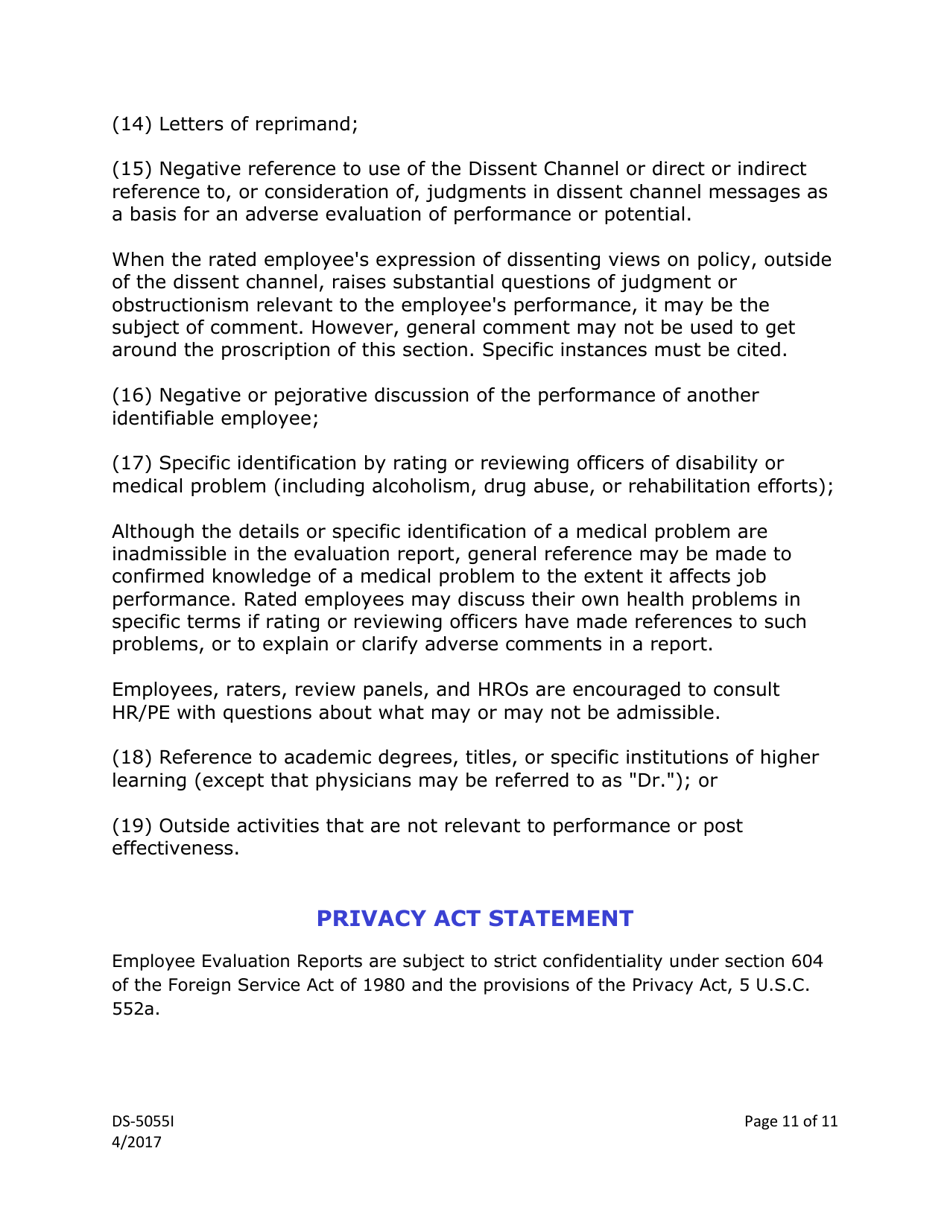 Download Instructions for Form DS-5055 U.S. Foreign Service Employee ...