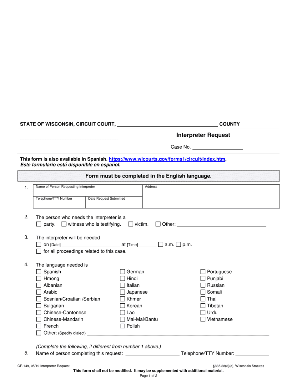 Form GF-149 - Fill Out, Sign Online and Download Printable PDF ...