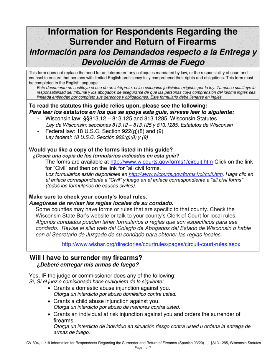 Form CV-804 - Fill Out, Sign Online and Download Printable PDF ...