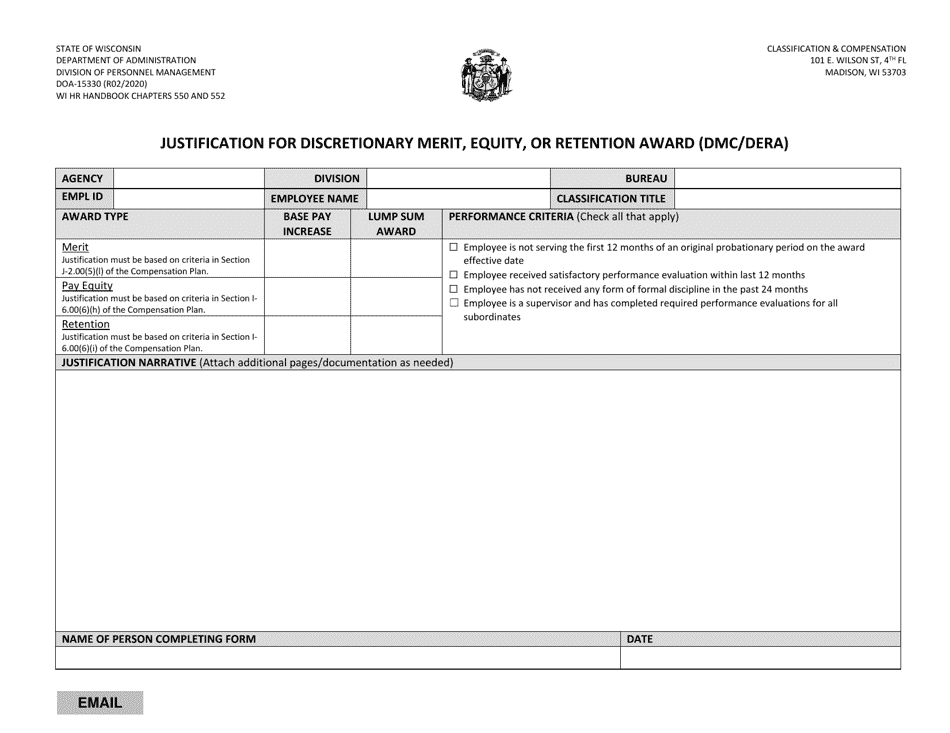 Form DOA-15330 - Fill Out, Sign Online and Download Fillable PDF ...