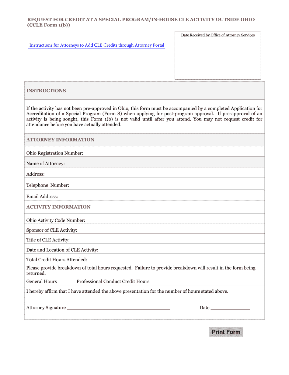 CCLE Form 1(B) - Fill Out, Sign Online and Download Fillable PDF, Ohio ...