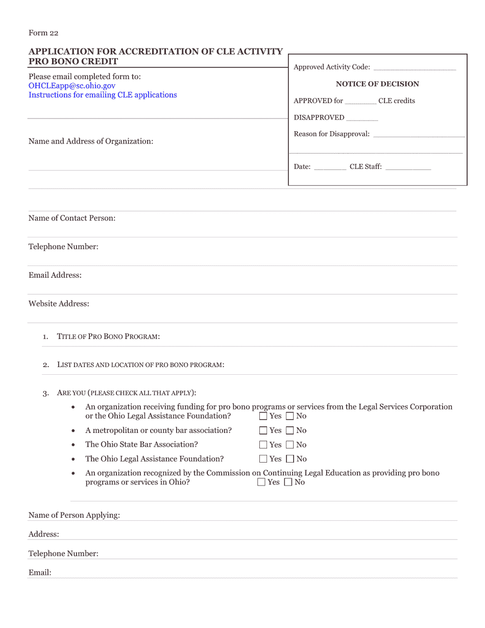 Form 22 - Fill Out, Sign Online and Download Fillable PDF, Ohio ...