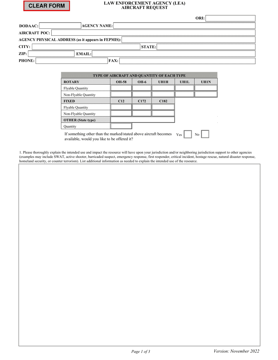 Aircraft Request - Law Enforcement Agency (Lea) - Fill Out, Sign Online and Download PDF ...