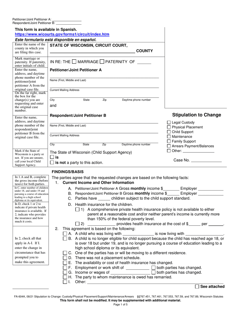Form FA-604A - Fill Out, Sign Online and Download Printable PDF ...
