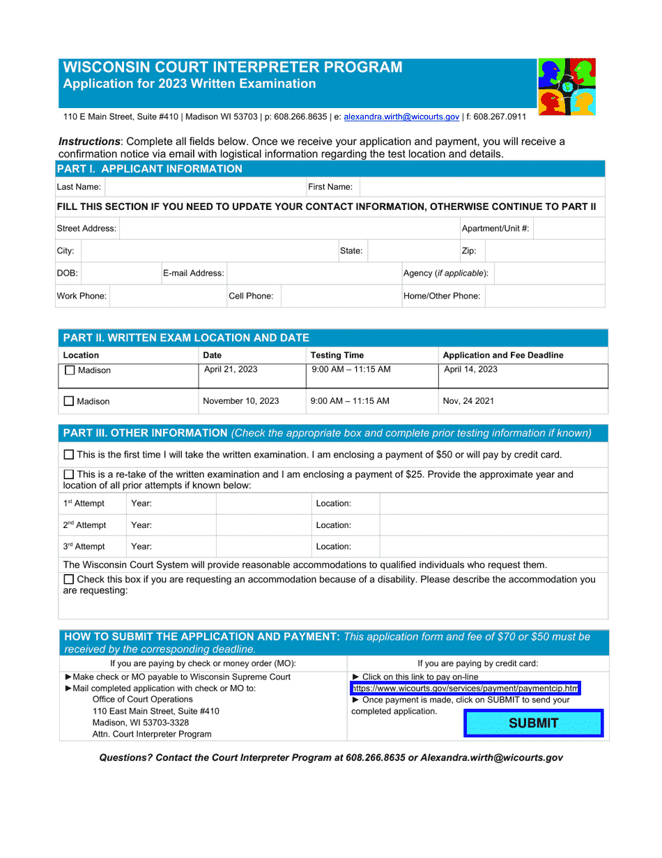 2023 Wisconsin Application for Written Examination - Wisconsin Court ...