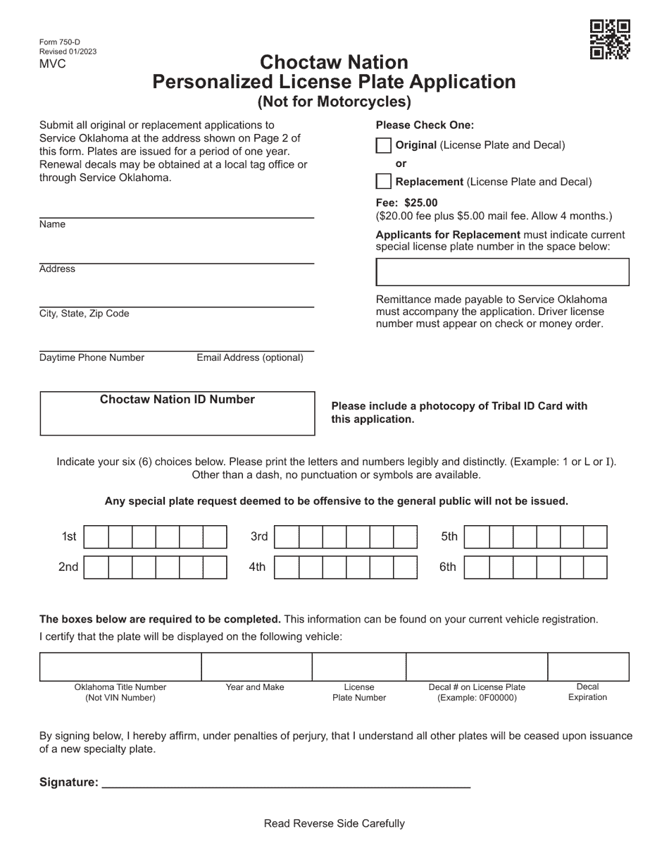 Form 750-D - Fill Out, Sign Online and Download Fillable PDF, Oklahoma ...