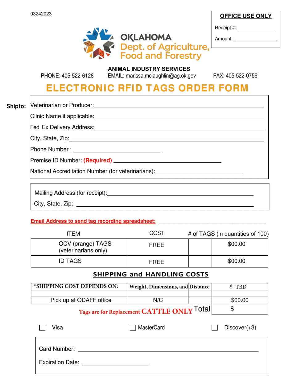 Oklahoma Electronic Rfid Tags Order Form Download Fillable PDF 2020 ...
