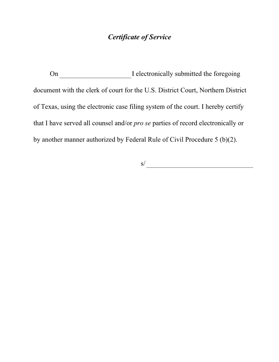 Texas Certificate of Service - Fill Out, Sign Online and Download PDF ...