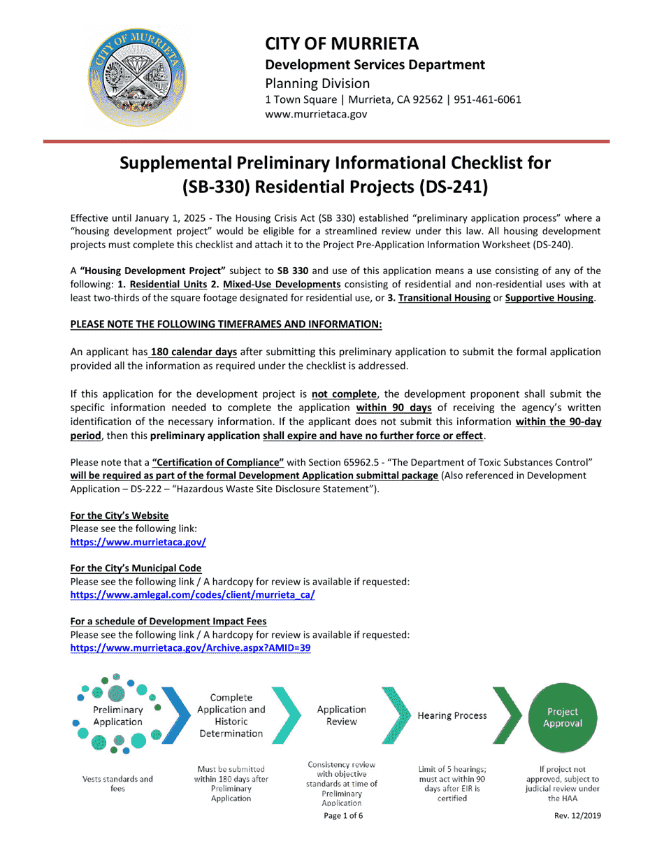 Form DS-241 - Fill Out, Sign Online and Download Printable PDF, City of ...