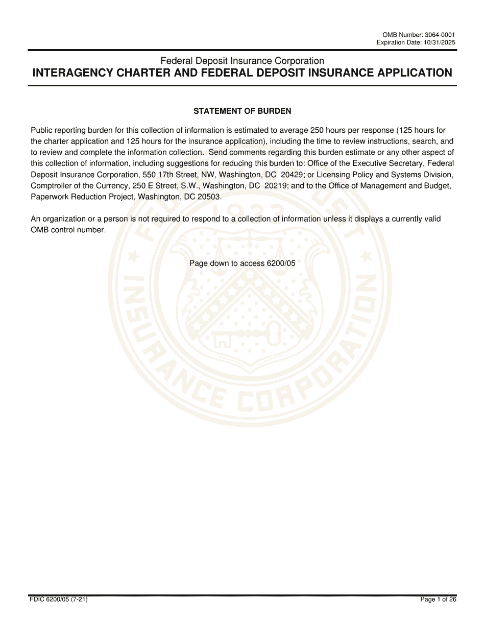 FDIC Form 6200/05 - Fill Out, Sign Online and Download Fillable PDF ...