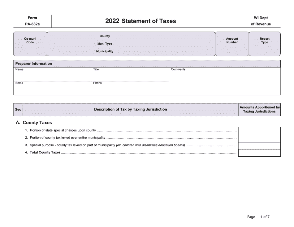 Form PA-632A - 2022 - Fill Out, Sign Online and Download Printable PDF ...