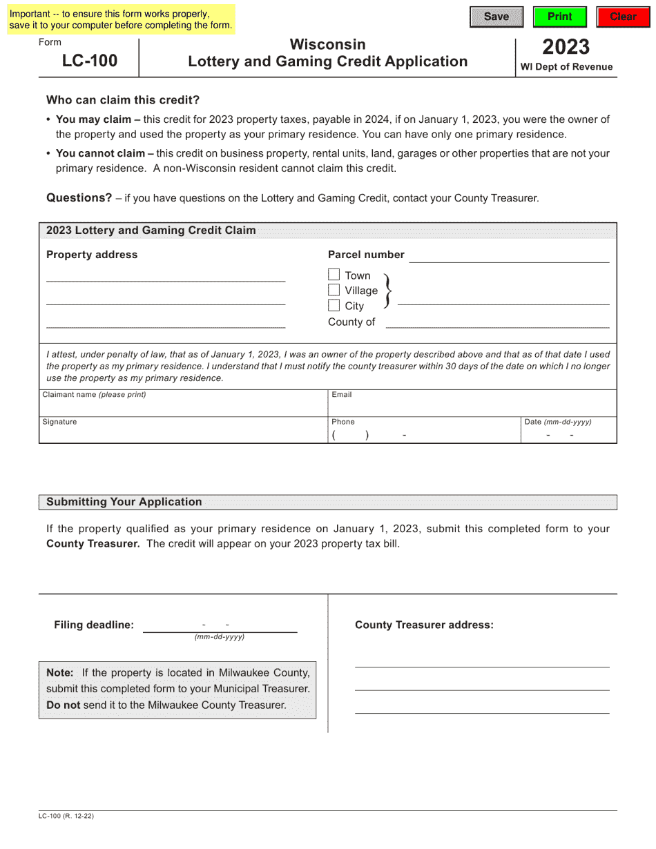 Form LC-100 - 2023 - Fill Out, Sign Online and Download Fillable PDF ...