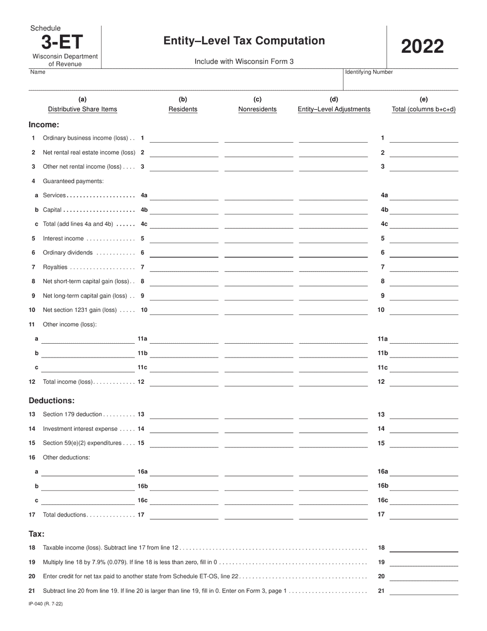 Form IP-040 Schedule 3-ET Download Printable PDF or Fill Online Entity ...