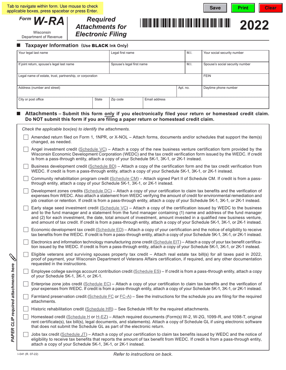 Form W-RA (I-041) Download Fillable PDF or Fill Online Required ...