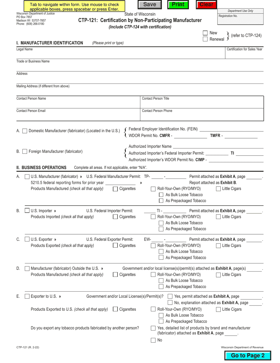Form CTP-121 Download Fillable PDF or Fill Online Certification by Non ...