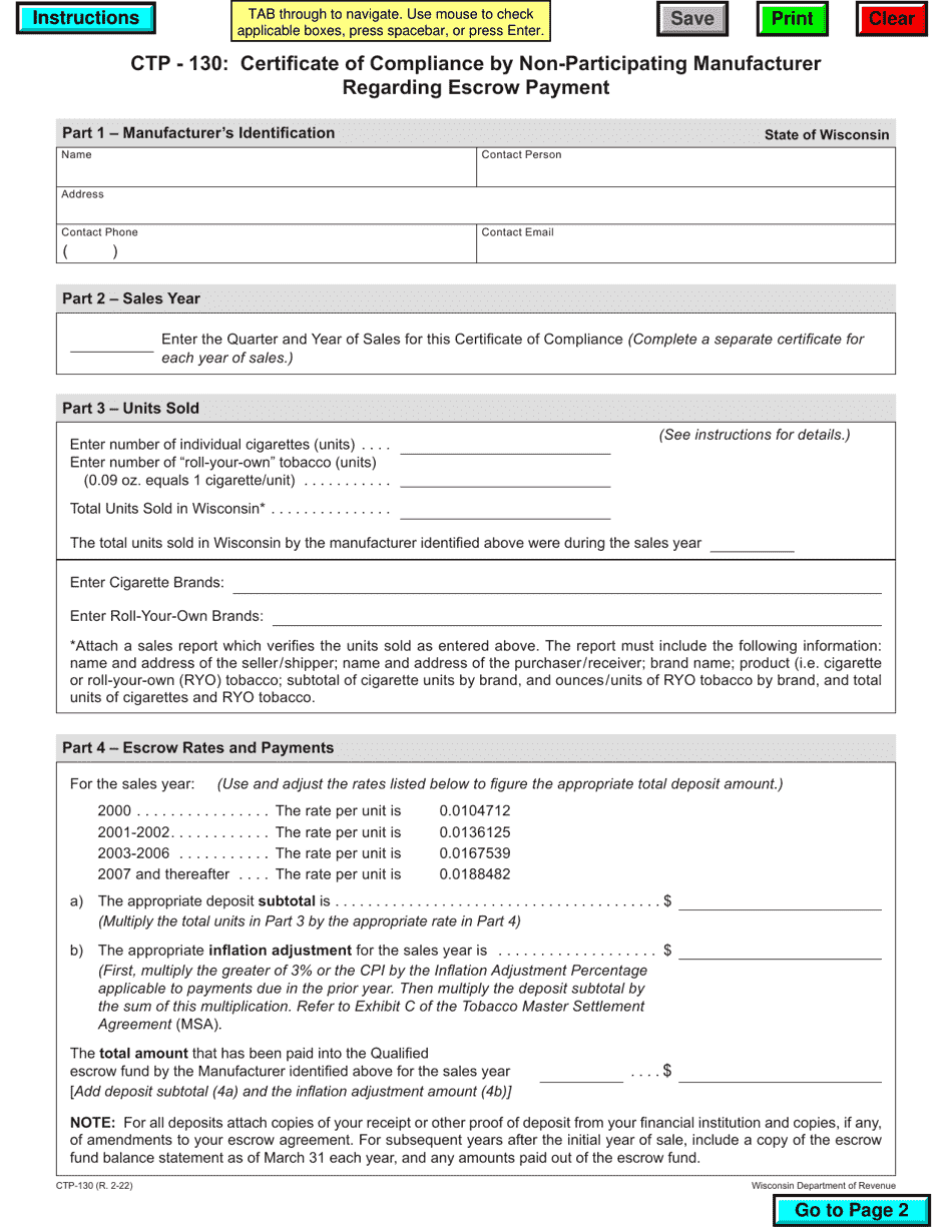Form CTP-130 - Fill Out, Sign Online and Download Fillable PDF ...