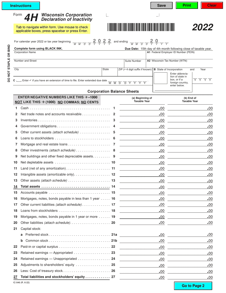 Form 4H - 2022 - Fill Out, Sign Online and Download Fillable PDF ...