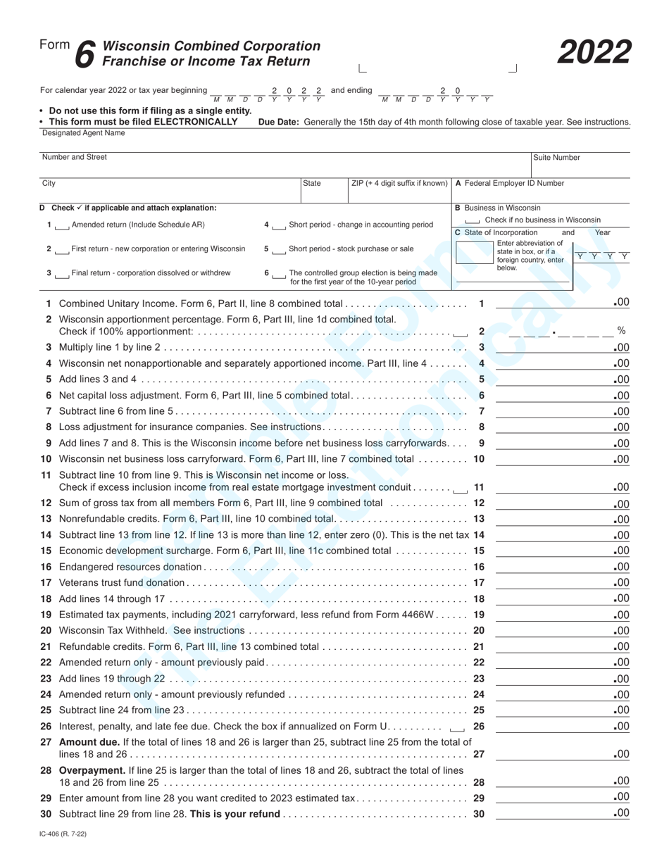 Form 6 (IC-406) - 2022 - Fill Out, Sign Online and Download Printable ...