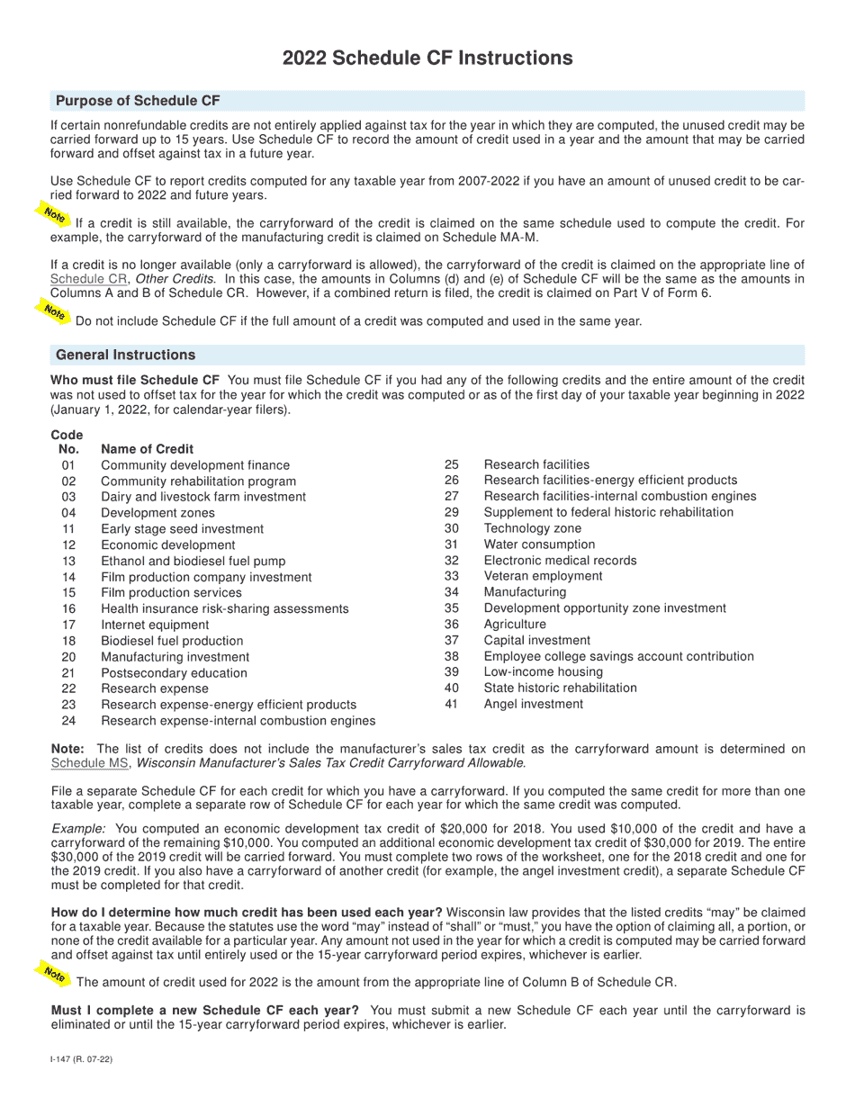 Download Instructions for Form I-047 Schedule CF Carryforward of Unused ...