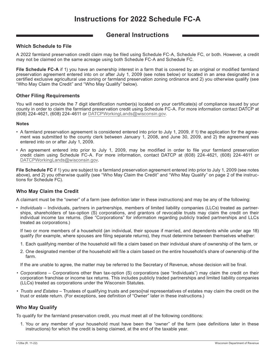 Download Instructions for Form I-025AI Schedule FC-A Farmland ...