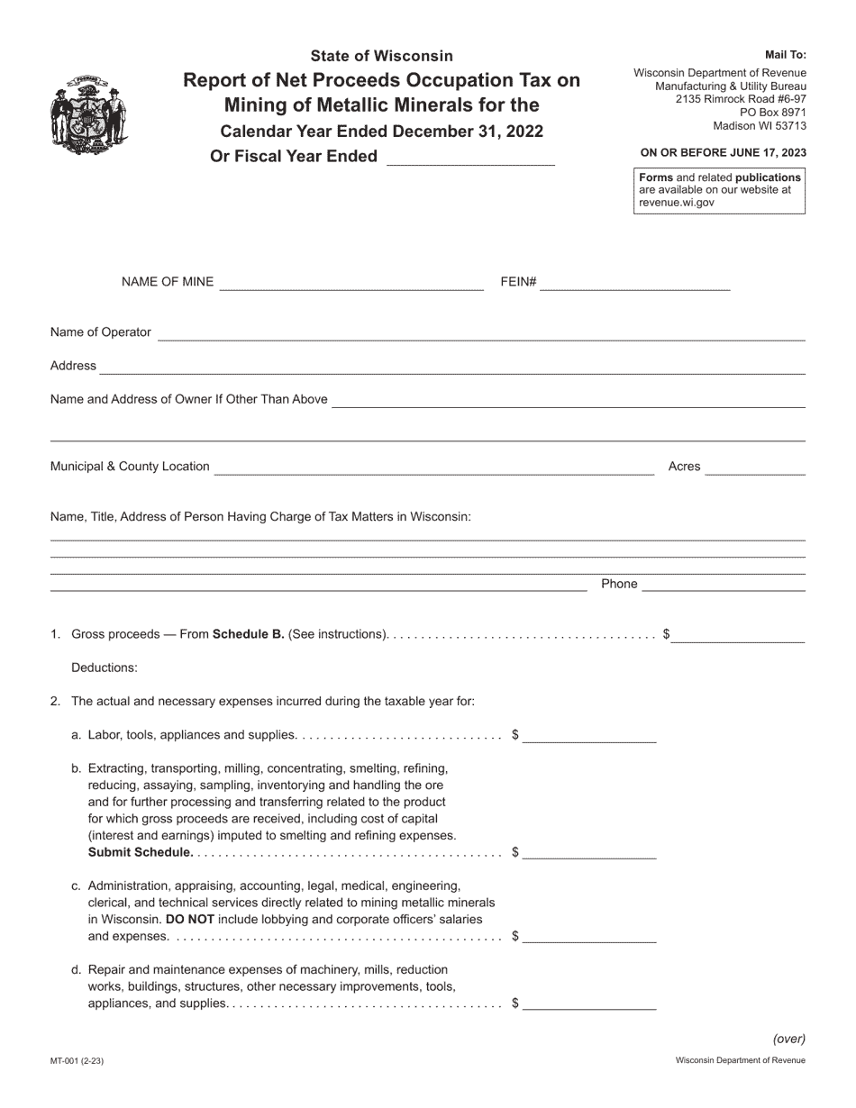 Form MT-001 - 2022 - Fill Out, Sign Online and Download Printable PDF ...