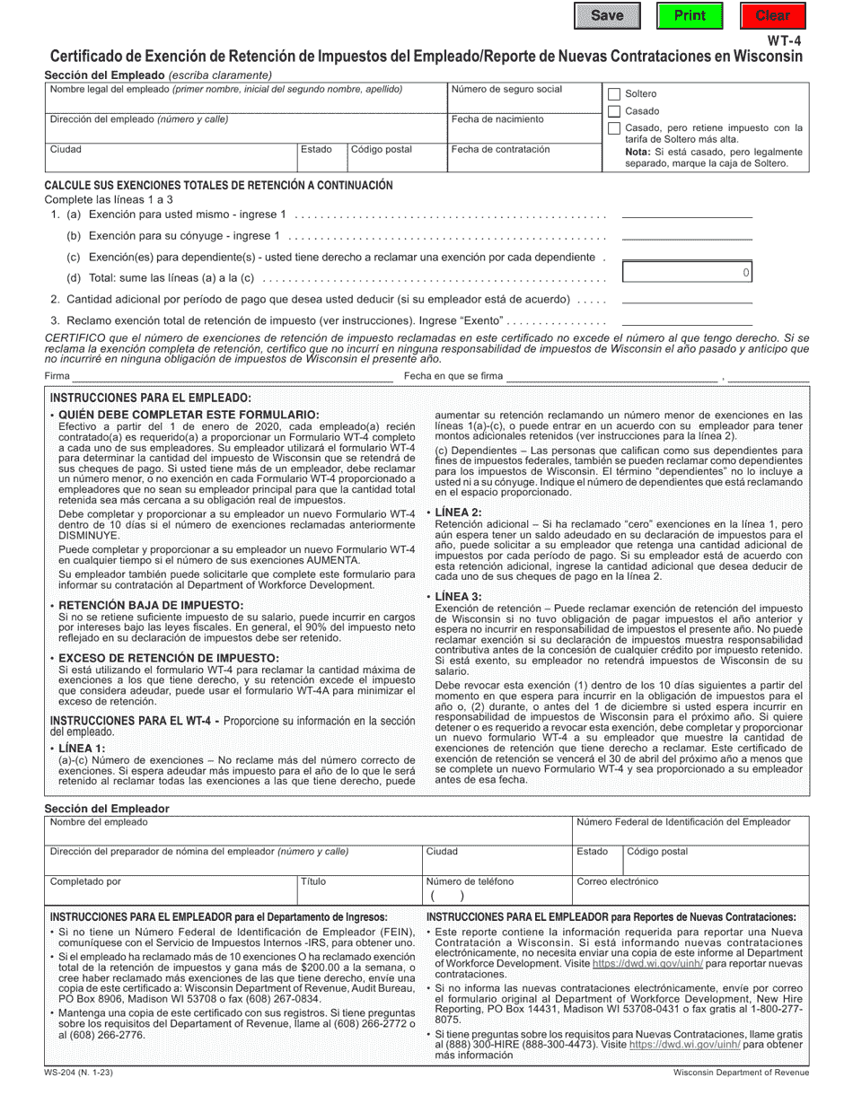 Formulario WT-4 (WS-204) - Fill Out, Sign Online and Download Fillable ...