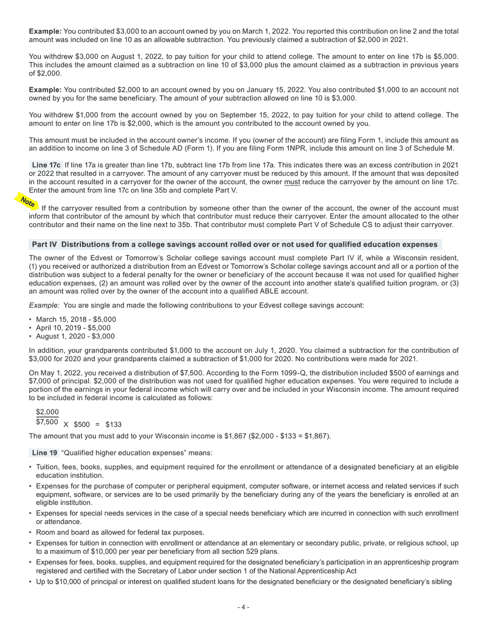 Download Instructions for Form I-092 Schedule CS College Savings Accounts (Edvest and Tomorrow's ...