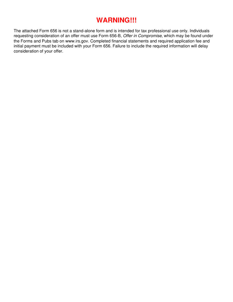 IRS Form 656 Download Fillable PDF or Fill Online Offer in Compromise ...