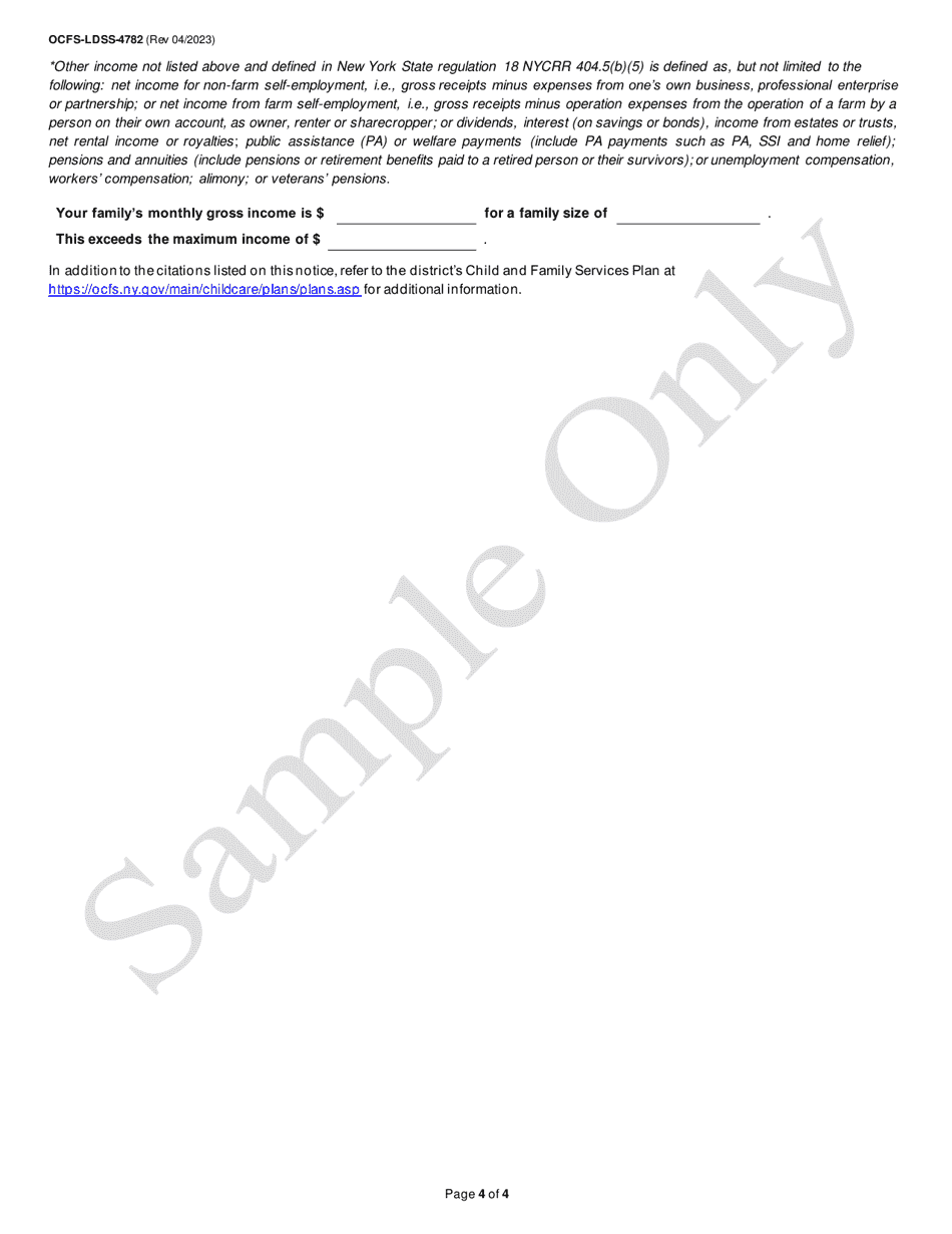 Form OCFS-LDSS-4782 Download Printable PDF or Fill Online Notice of ... Form OCFS-LDSS-4782 Download Printable PDF or Fill Online Notice of ...