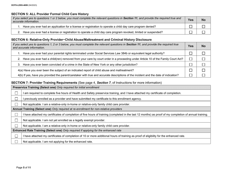 Form OCFS-LDSS-4699 Download Printable PDF or Fill Online Enrollment ... Form OCFS-LDSS-4699 Download Printable PDF or Fill Online Enrollment ...