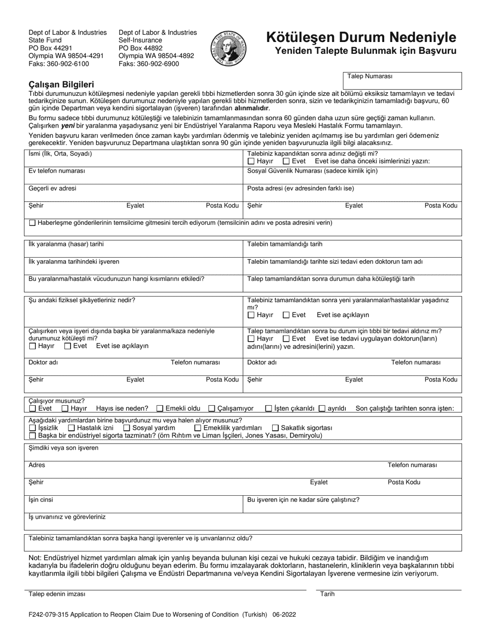 Form F242-079-315 Download Printable PDF or Fill Online Application to ...