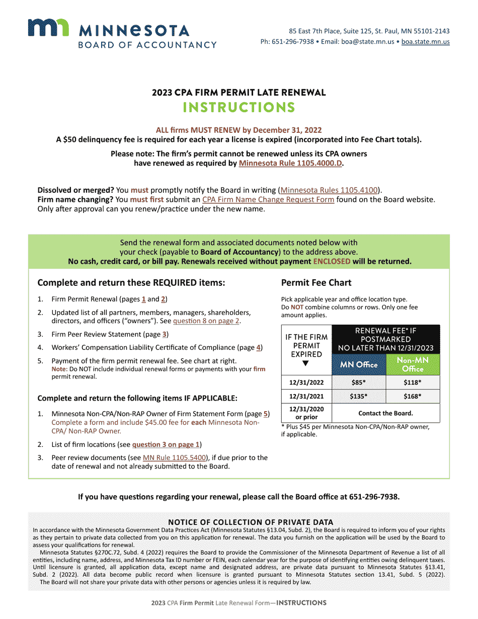 2023 Minnesota CPA Firm Permit Late Renewal - Fill Out, Sign Online and ...
