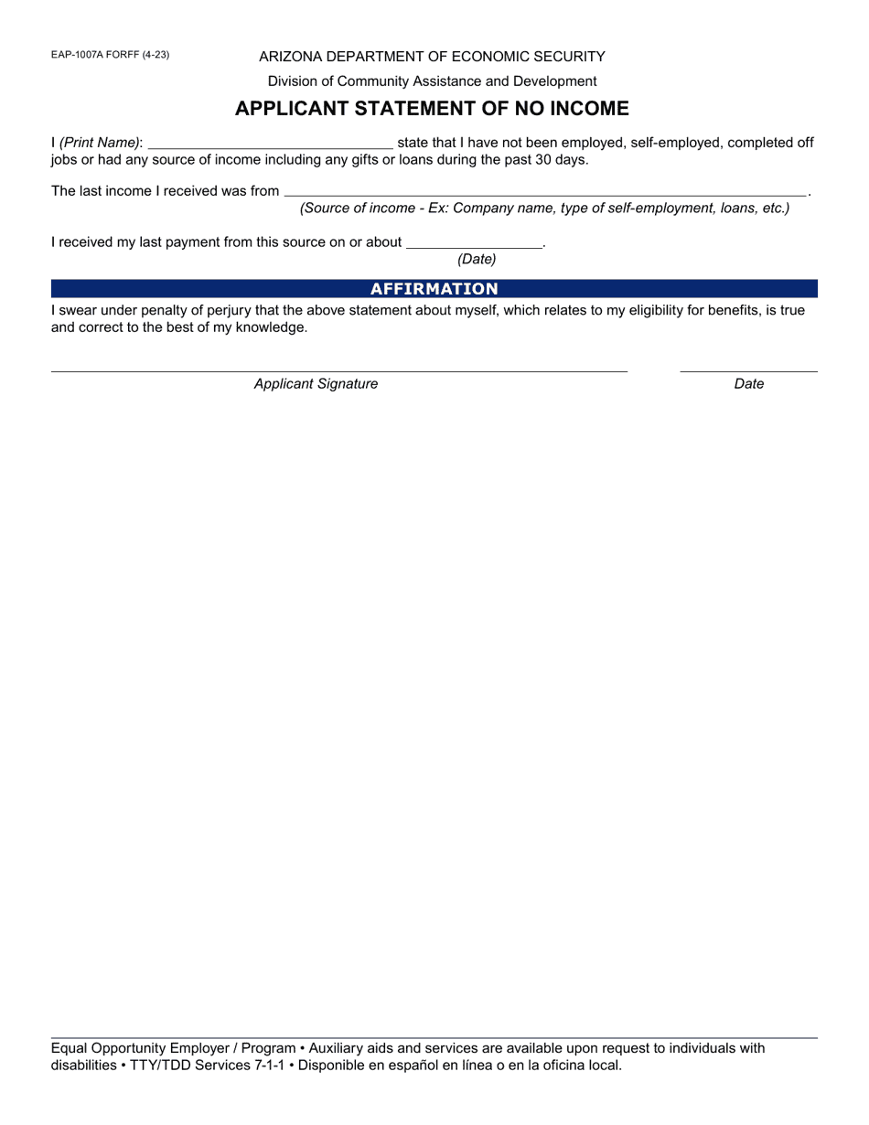 Form EAP-1007A - Fill Out, Sign Online and Download Fillable PDF ...