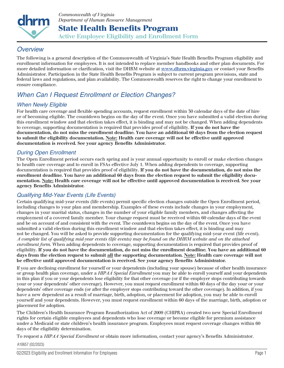 Form A10657 - Fill Out, Sign Online and Download Fillable PDF, Virginia ...