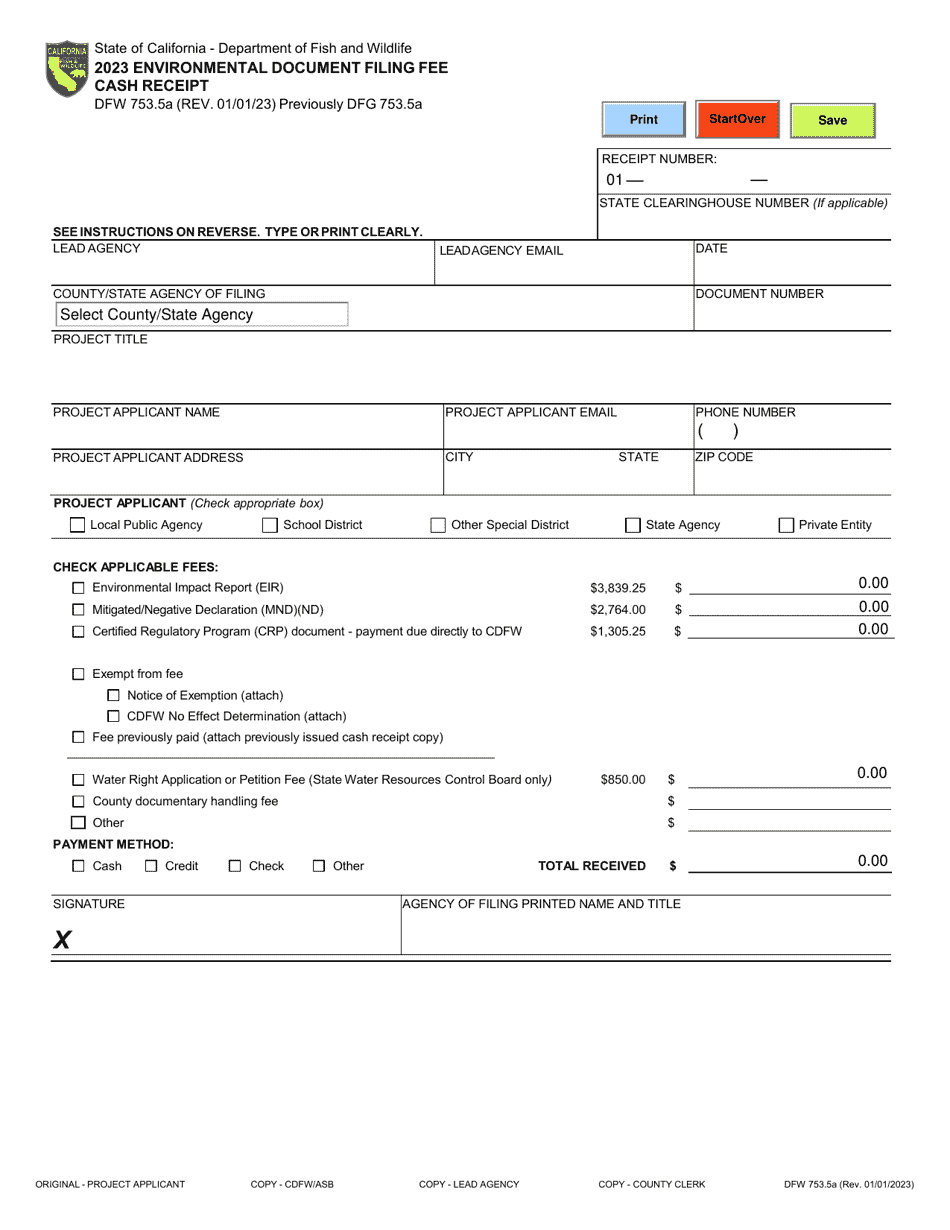 Form DFW753.5A Download Fillable PDF or Fill Online Environmental ...