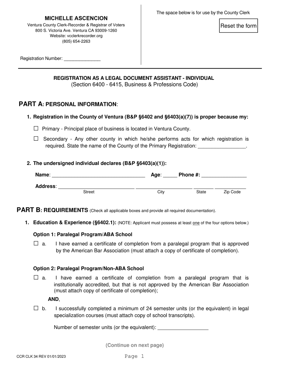Form CCR CLK34 - Fill Out, Sign Online and Download Fillable PDF ...