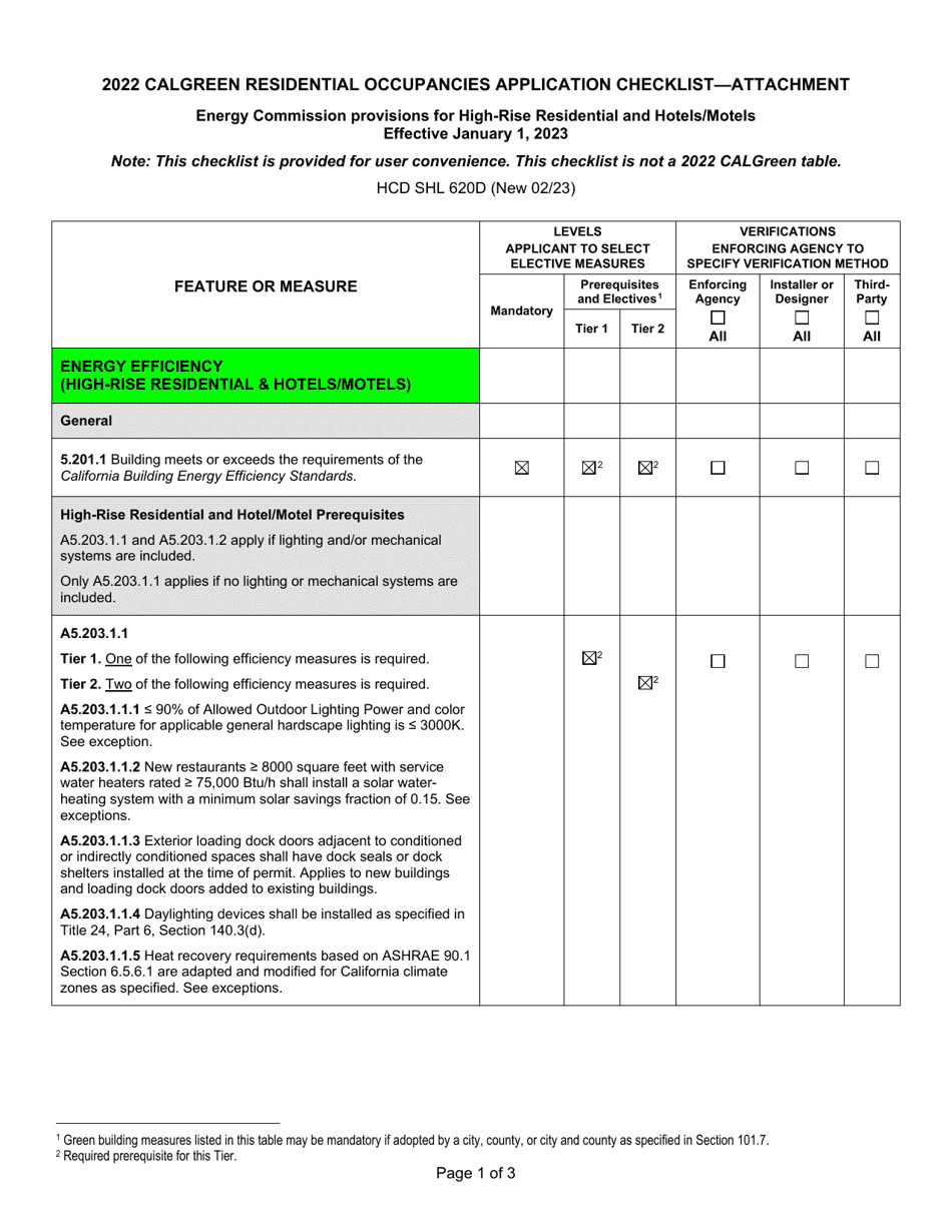 Form HCD SHL620D - 2022 - Fill Out, Sign Online and Download Printable ...