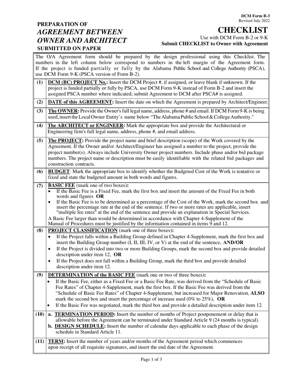 DCM Form B-3 - Fill Out, Sign Online and Download Fillable PDF, Alabama ...