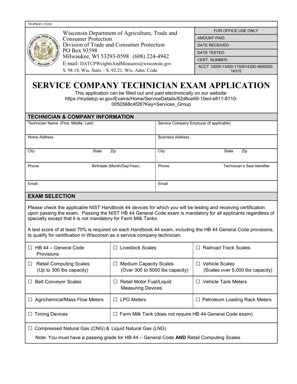 Form TR-WM-81 - Fill Out, Sign Online and Download Printable PDF ...