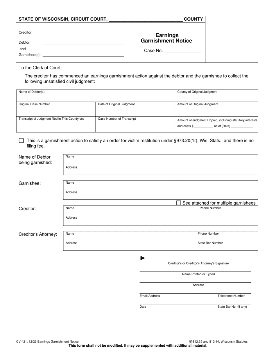 Form CV-421 - Fill Out, Sign Online and Download Printable PDF ...