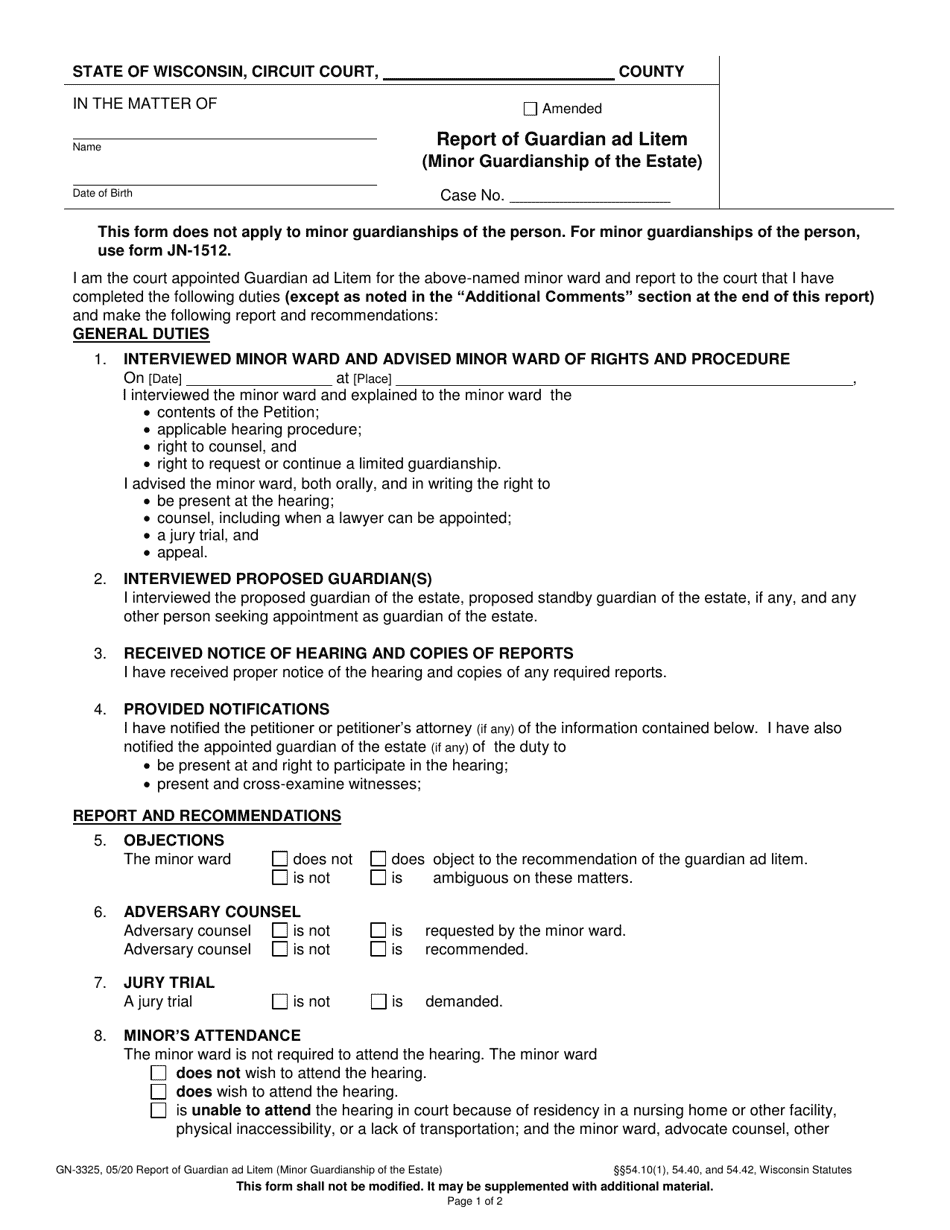 Form GN-3325 - Fill Out, Sign Online and Download Printable PDF ...