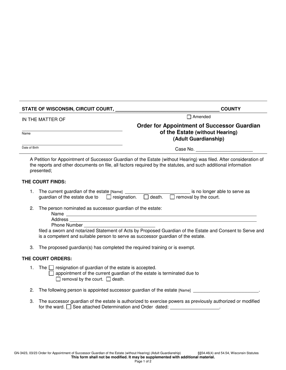 Form GN-3423 - Fill Out, Sign Online and Download Printable PDF ...