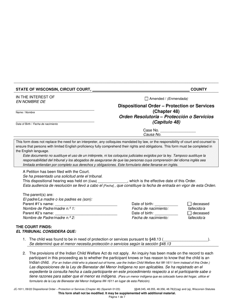 Form JC-1611 - Fill Out, Sign Online and Download Printable PDF ...