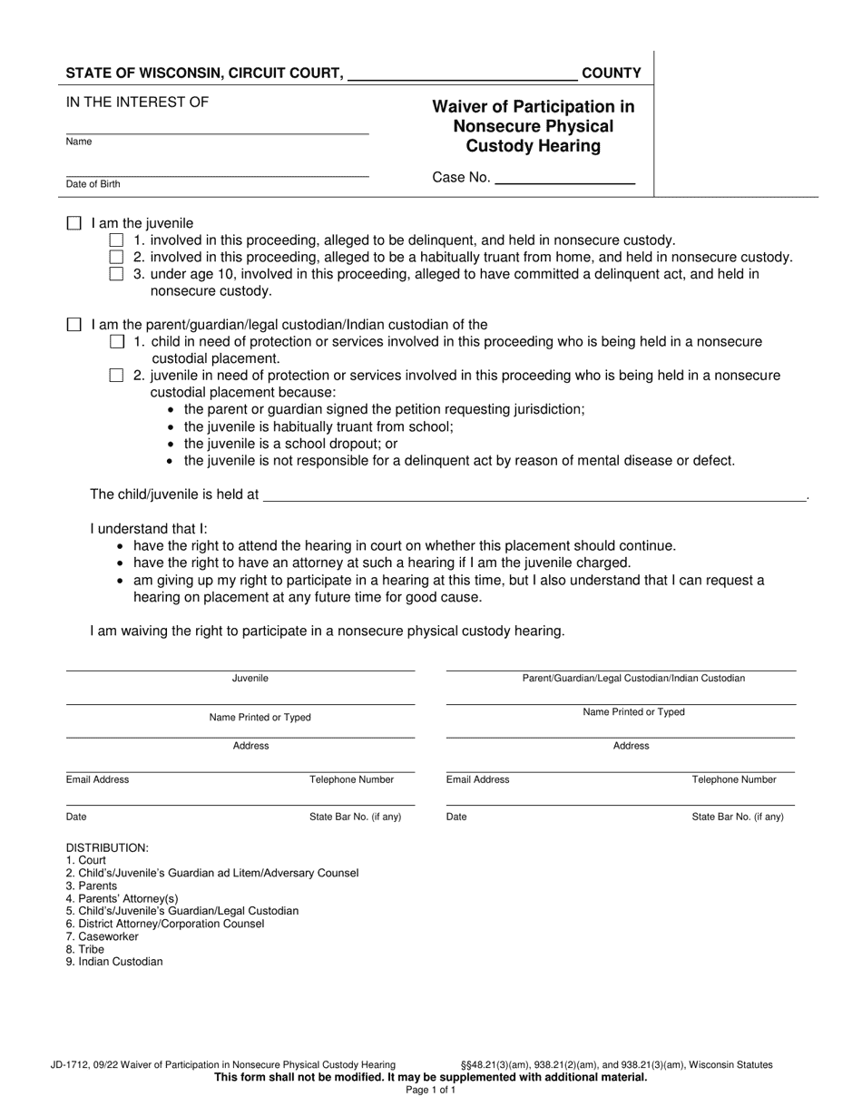 Form JD-1712 - Fill Out, Sign Online and Download Printable PDF ...