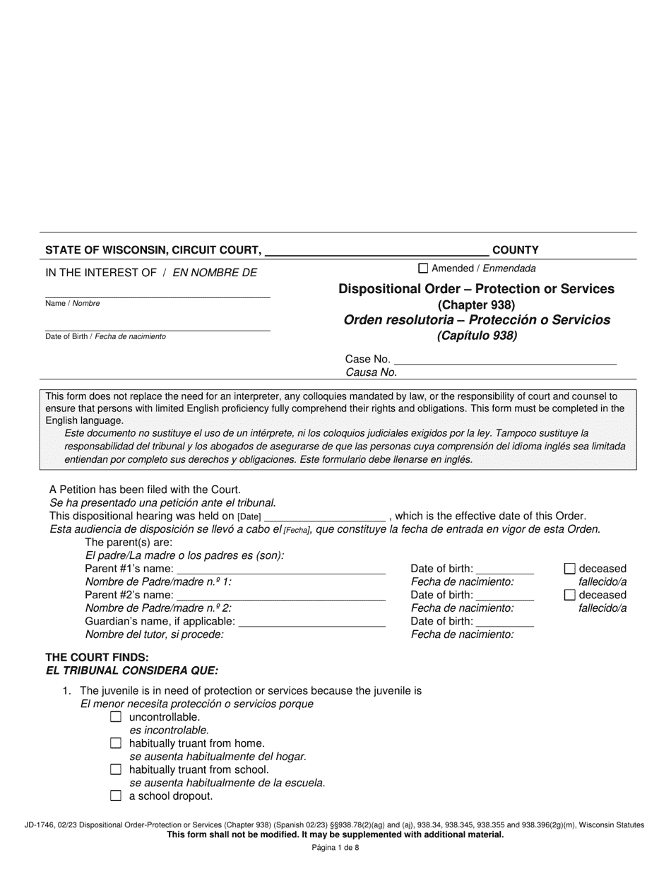 Form JD-1746 - Fill Out, Sign Online and Download Printable PDF ...