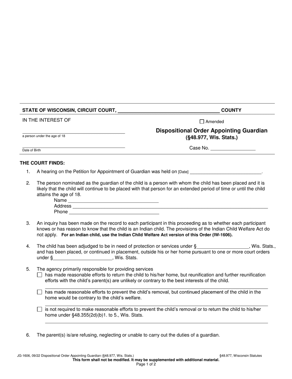 Form JG-1606 - Fill Out, Sign Online and Download Printable PDF ...