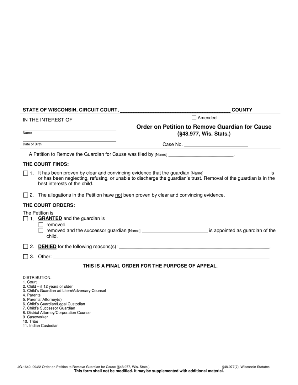 Form JG-1640 - Fill Out, Sign Online and Download Printable PDF ...