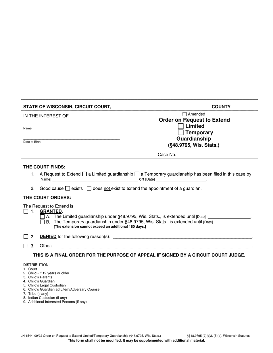 Form JN-1544 - Fill Out, Sign Online and Download Printable PDF ...